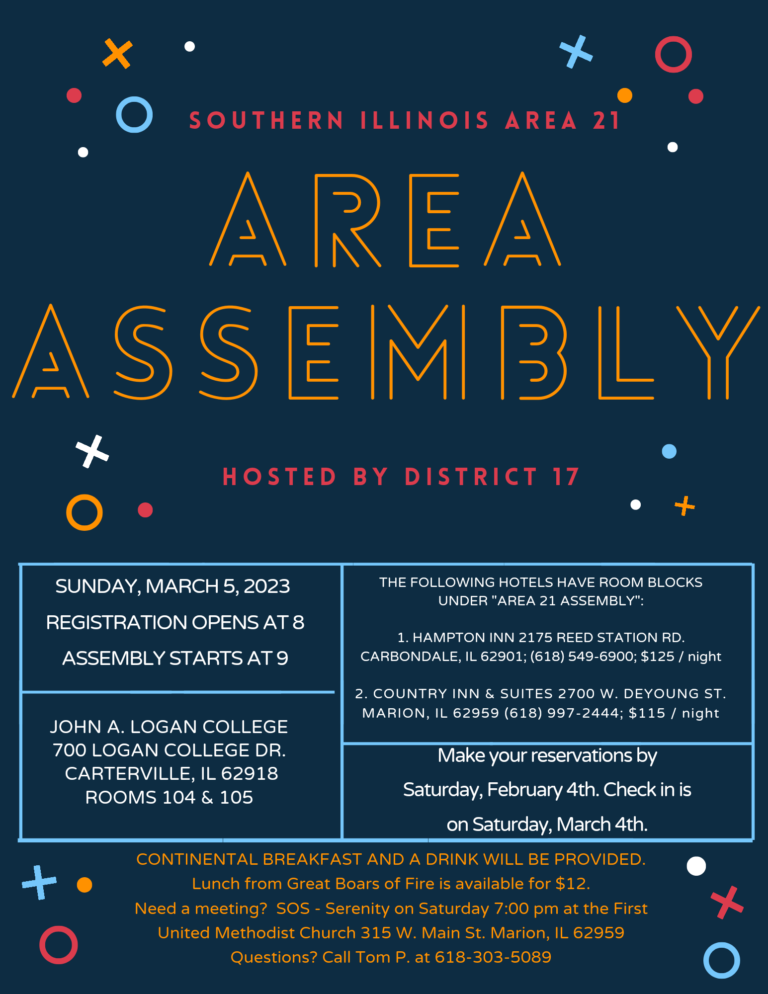 March 2023 Area 21 Assembly (In Person or ZOOM) – Alcoholics Anonymous